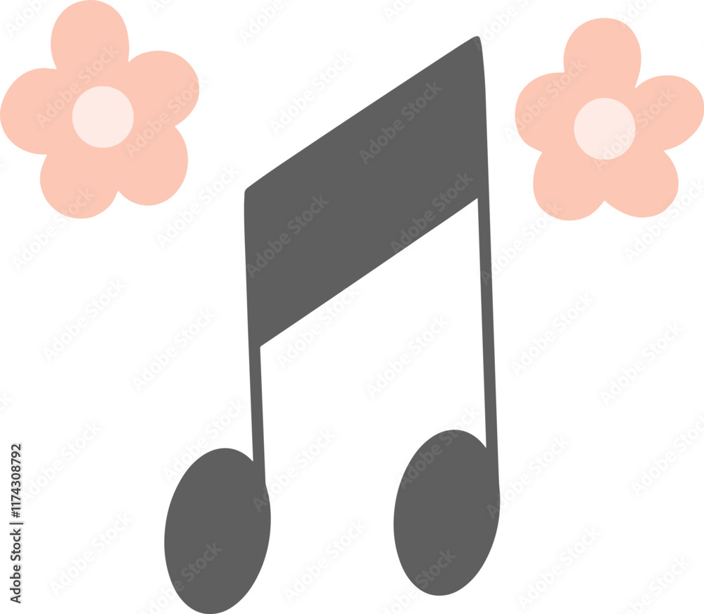 music notes and flowers clipart.eps Stock Vector | Adobe Stock