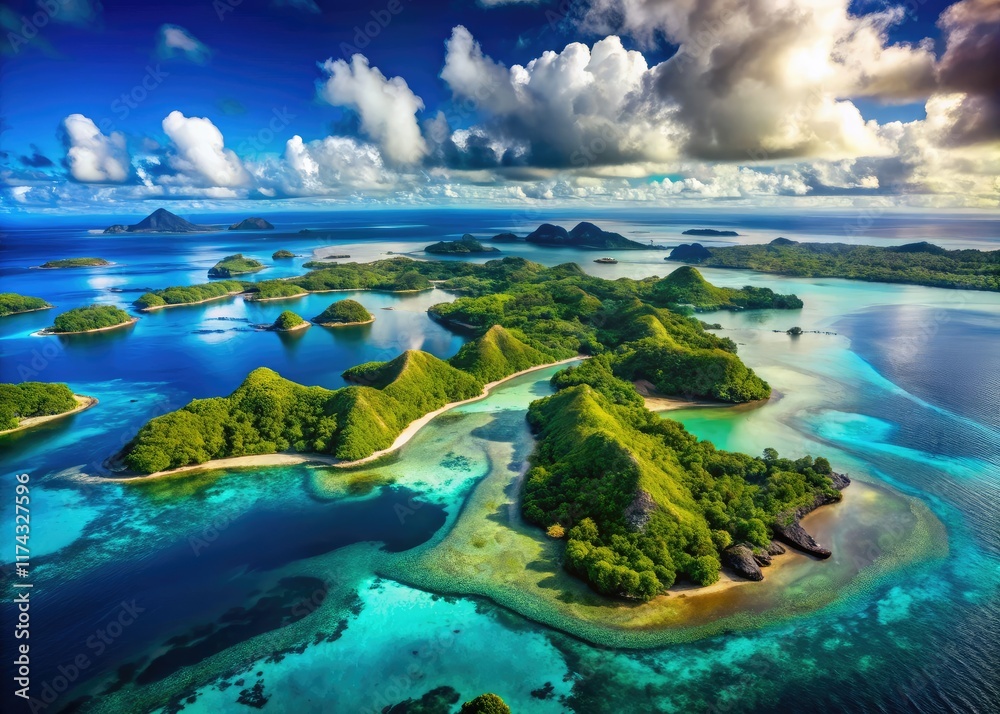 Oceania Map Drone Photography AI Art, Aerial View, Geographic, Islands ...