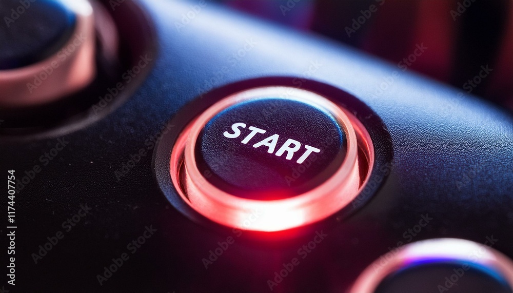 Start Button Glowing Red: An illuminated red glow emanates from the ...