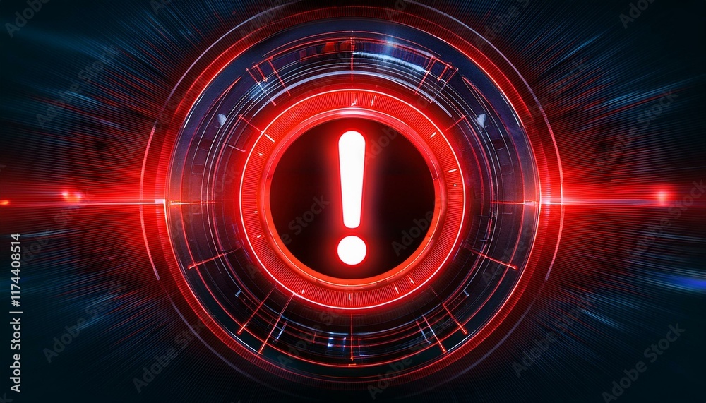 Cybersecurity Warning Alert System: A digital warning sign with a ...