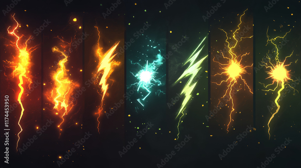 Lightnings game fill progress score or level animation frame from empty ...