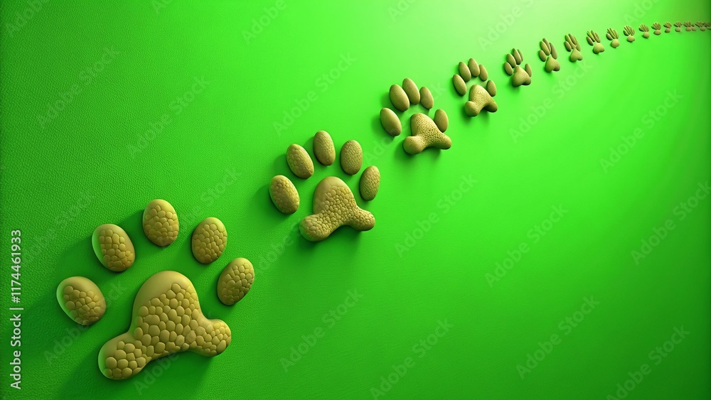 Stock-Illustration „Animated Paw Print Walk Cycle: Green Screen, Animal ...