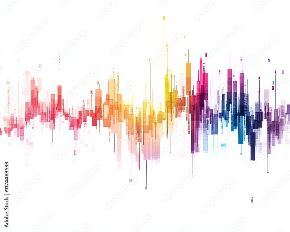Vibrant abstract sound wave design with colorful bars and lines on a ...
