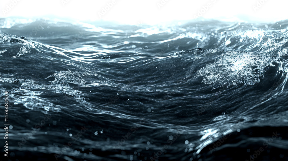 Isolated ocean water surface vector game background. Cartoon sea ...