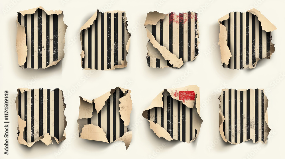 Torn barcode paper sticker label vector design. Bar code sign icon ...