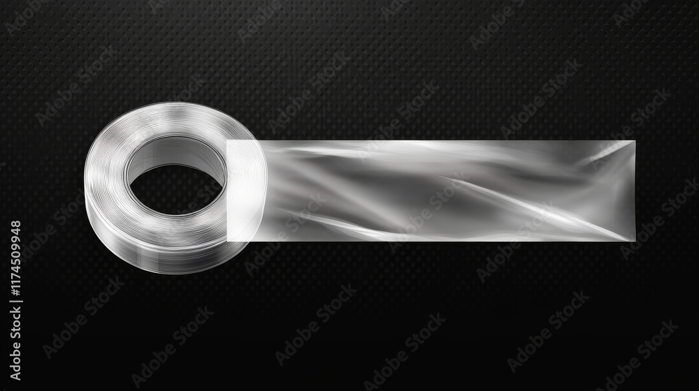 Plastic transparent clear wide duct tape sticker label. Adhesive ...