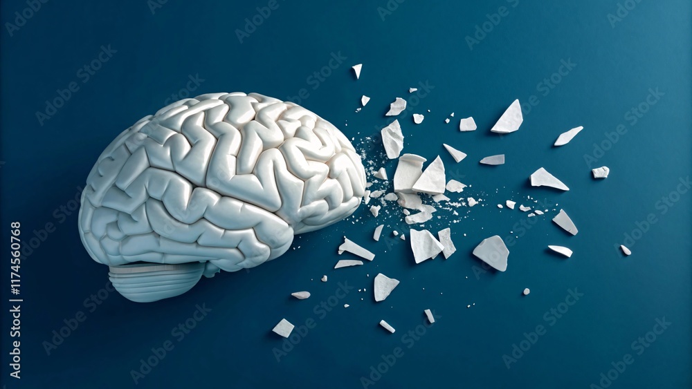 Fragmented Human Brain Exploding, Mental Health Metaphor V1 Stock ...