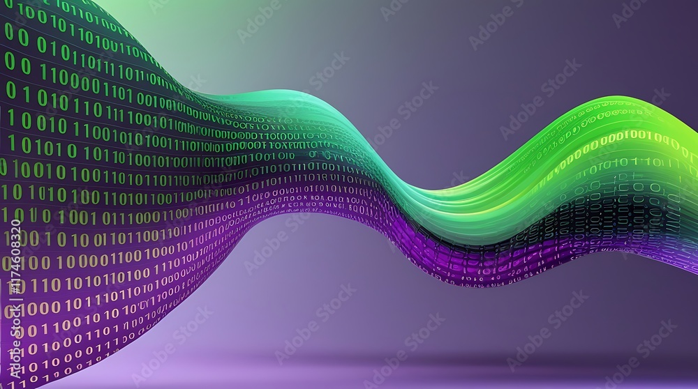 Exploring the Digital World: A Vibrant Visualization of Binary Code Waves Representing Data Flow ...