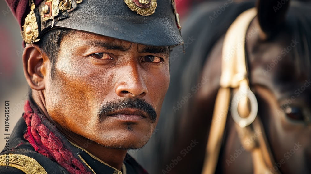 Proud Gurkha Cavalry Soldier from Nepal in Traditional Attire ...