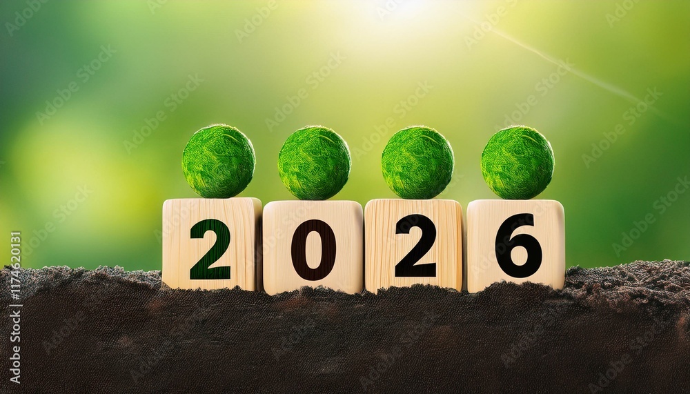 Green earth globe with 2026. Goal in the new year 2026. Green business ...