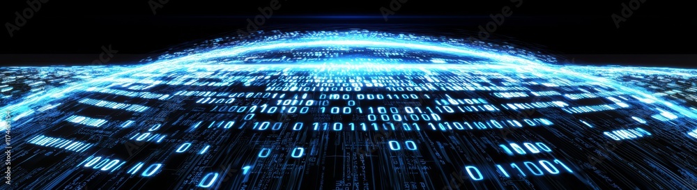 Digital Matrix: Abstract representation of a futuristic digital world, showcasing a dynamic ...