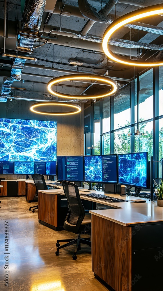 Modern Tech Hub: A sleek, modern office space designed for innovation ...