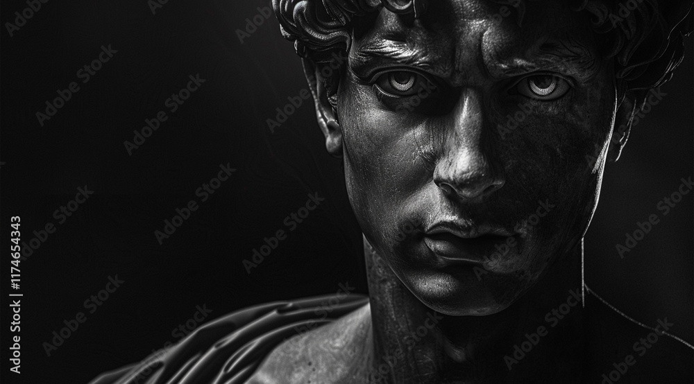 Statue of a man with a beard. Black and white photo. stoicism ...