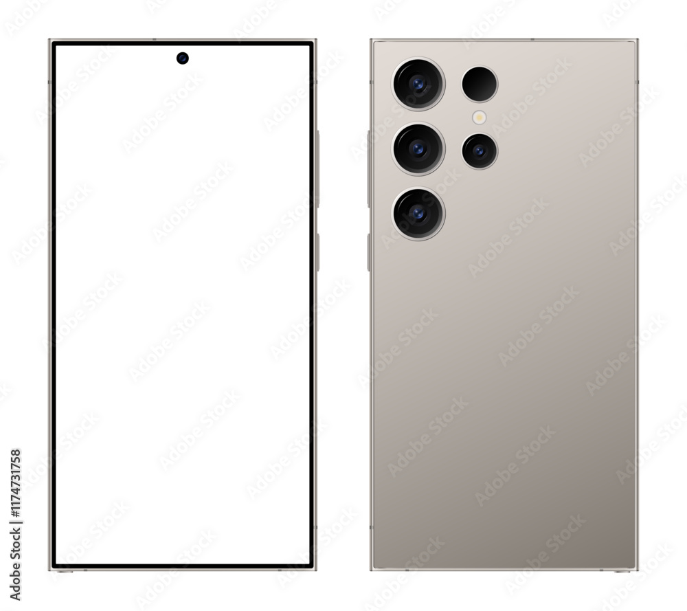 Samsung Galaxy S24 S25 Ultra mobile phone mockup with blank screen ...