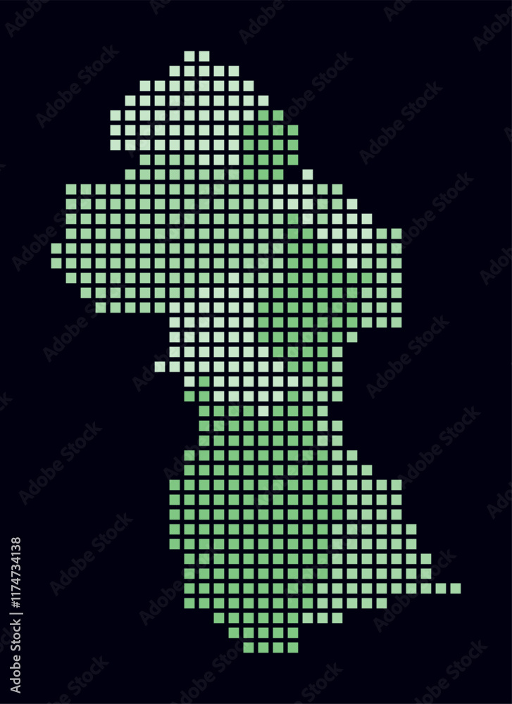 Guyana dotted map. Digital style map of the country on a dark ...