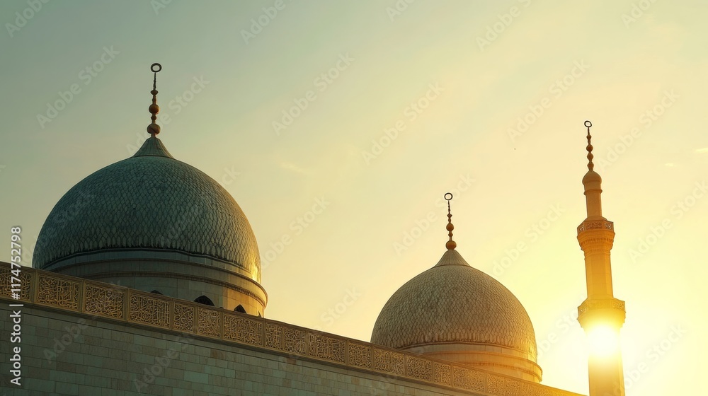 Mosque Arab Muslim Building Greeting Mubarak Islam Ramadan Element ...