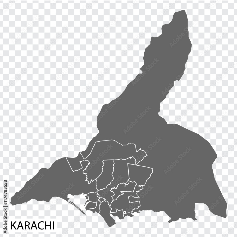 High Quality map of Karachi is a the city of Pakistan, with borders of ...