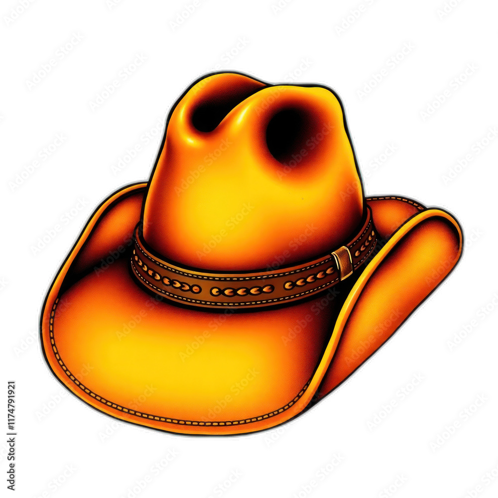Orange cowboy hat, desert background, western fashion, design element ...