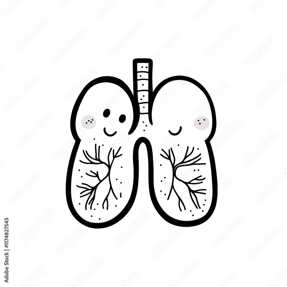 Cute Cartoon Lungs Illustration: A Whimsical Depiction of Respiratory ...