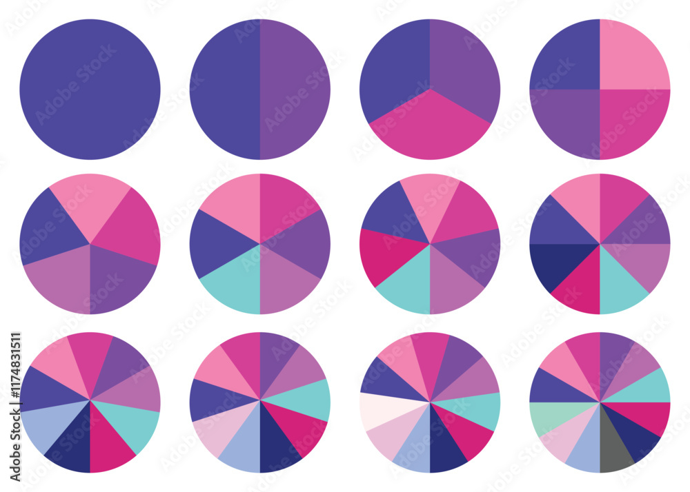 Rainbow color wheel. Pie chart colour palette spectrum. RGB and CMYK color guide. Stock Vector ...