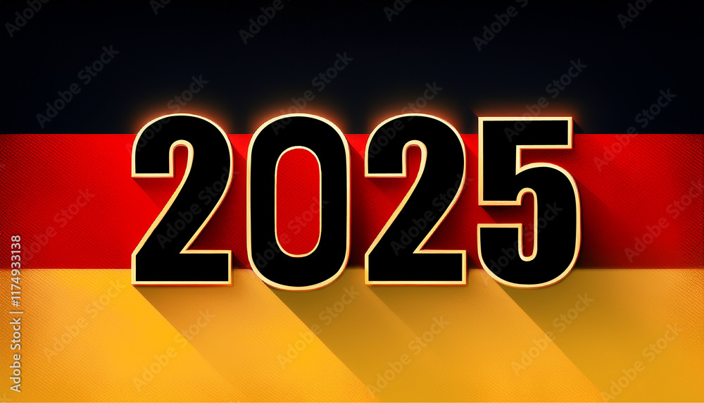 German national flag with 2025 Text. concept for Bundestagswahl, German ...