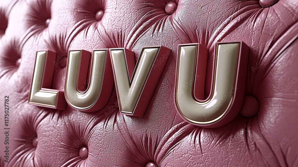 Illustration Stock Cute "LUV U" icon, clean pink tiled background ...
