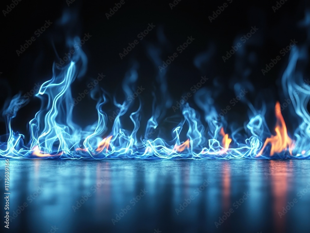 fuel flame energy elemental Concept. Bright blue and orange flames ...