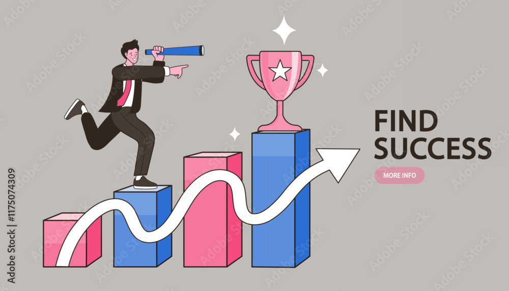 Business person celebrating success, receive reward , trophy and stack ...