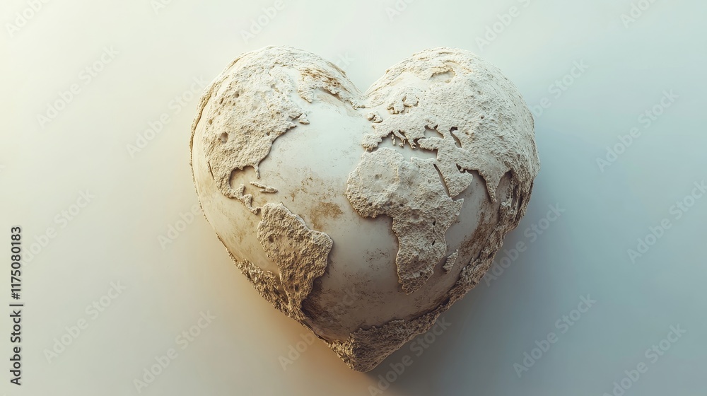 Heart Shaped Planet Earth 3D Model - A 3D ed heart-shaped planet ...