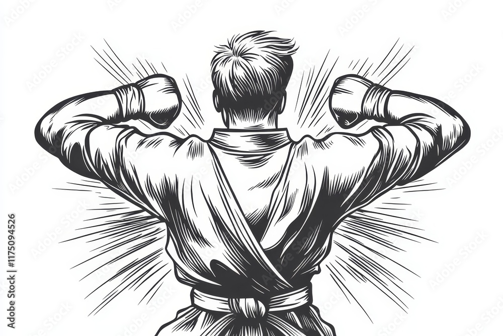 Karate Strength Focus Back View - Martial artist, strong, focused ...