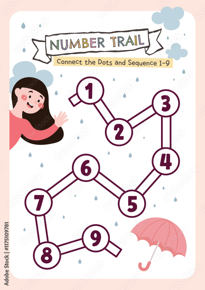 Connect the dots sequence 1 to 9 and handwriting practice dot to dot ...