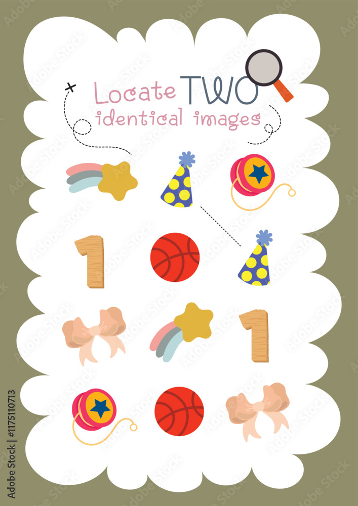 Find two identical pictures kids game vector illustration. Activity for ...