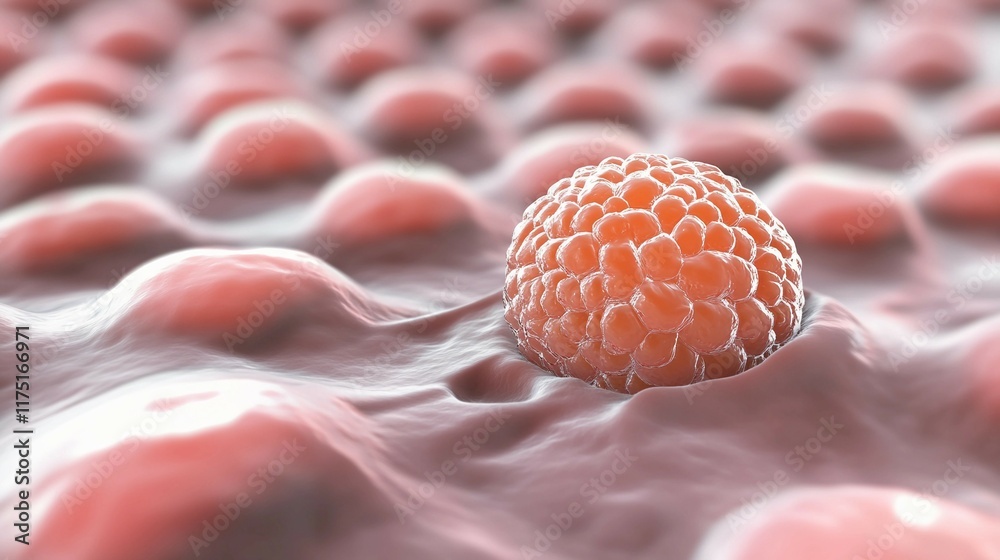 Microscopic view of a cell undergoing apoptosis, nucleus shrinking and ...