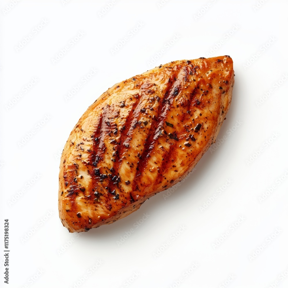 Organic chicken breast with a subtle curve and smooth texture on a pure ...