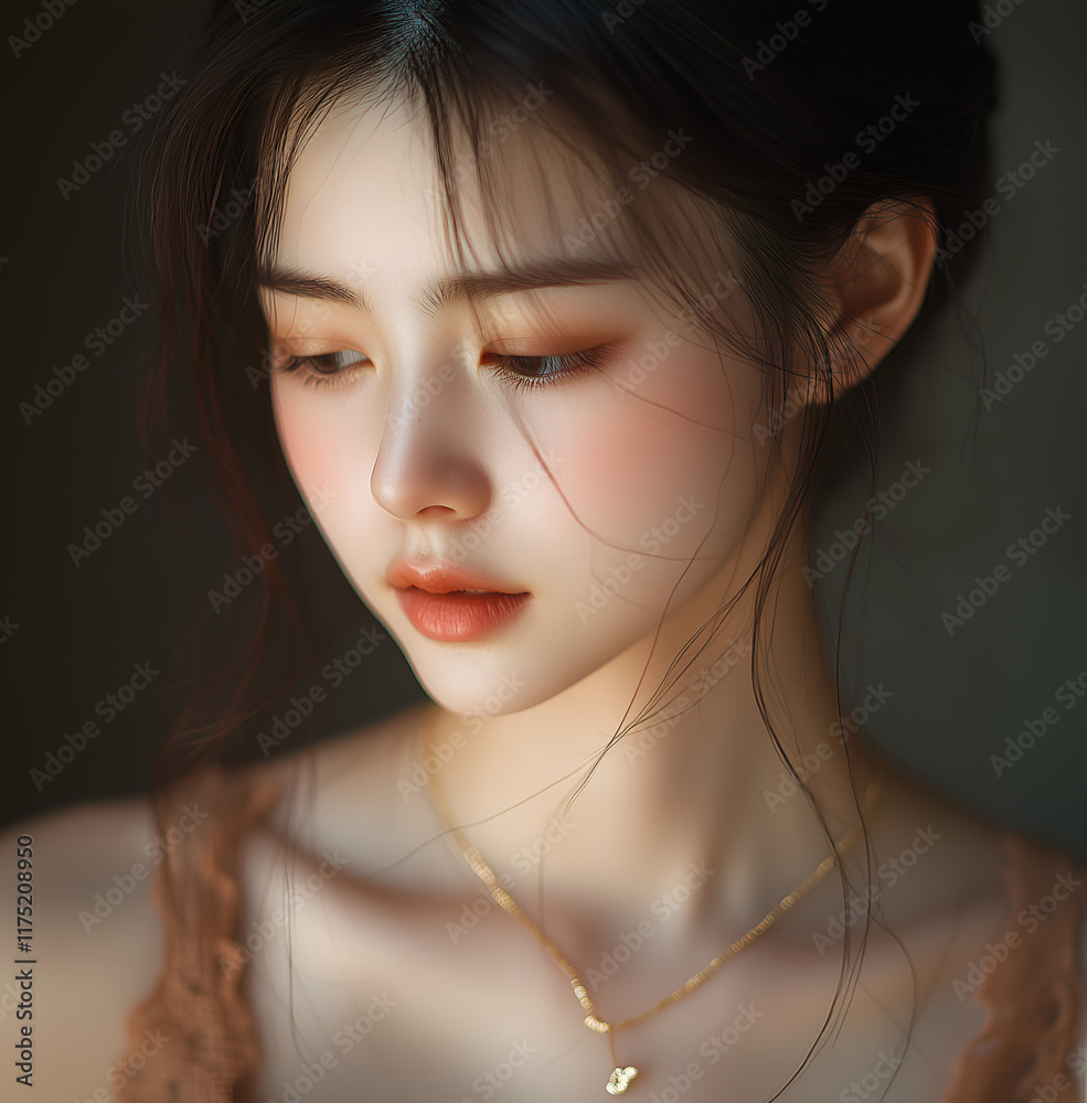 beautiful Chinese girl with delicate skin, fair and flawless features ...