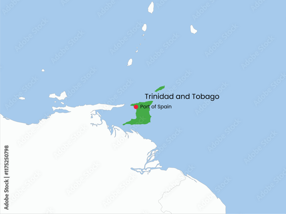 High detailed map of Trinidad and Tobago. Outline map of Trinidad and ...