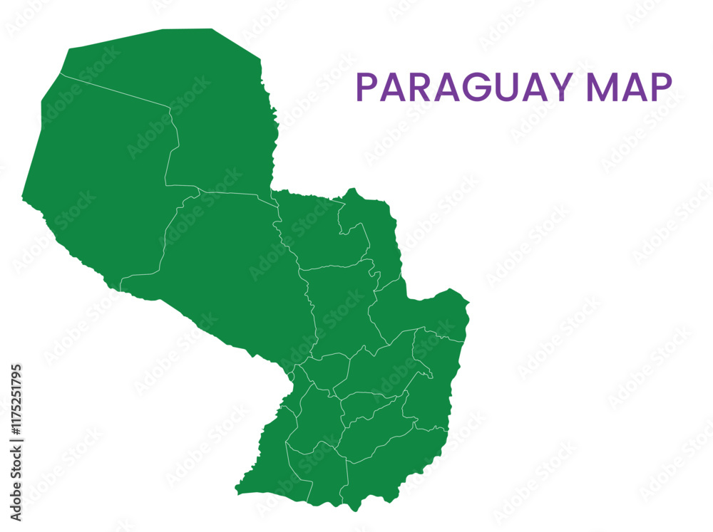 High detailed map of Paraguay . Outline map of Paraguay . South America ...