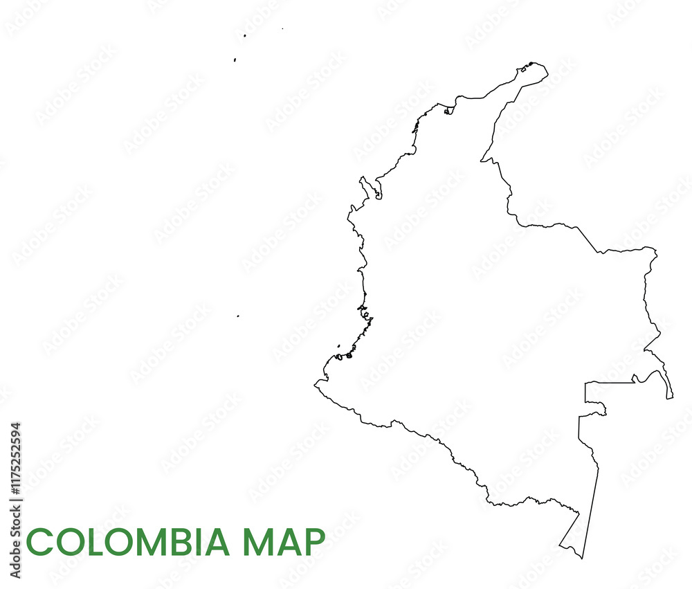 High detailed map of Colombia. Outline map of Colombia. South America ...
