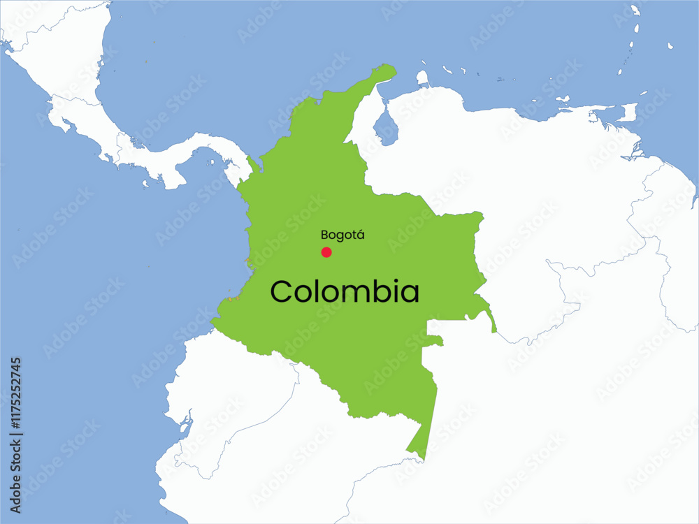 High detailed map of Colombia. Outline map of Colombia. South America ...