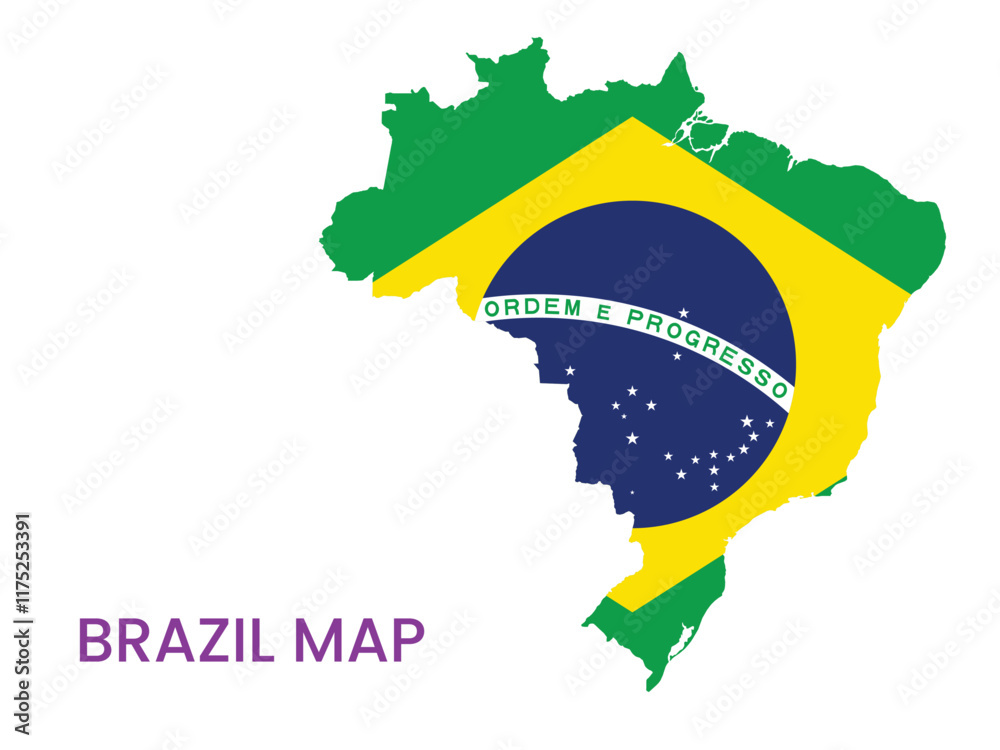 High detailed map of Brazil. Outline map of Brazil. South America Stock ...