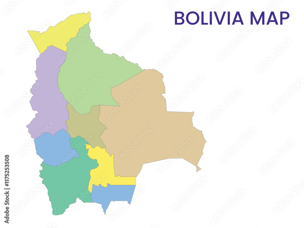 High detailed map of Bolivia. Outline map of Bolivia. South America ...
