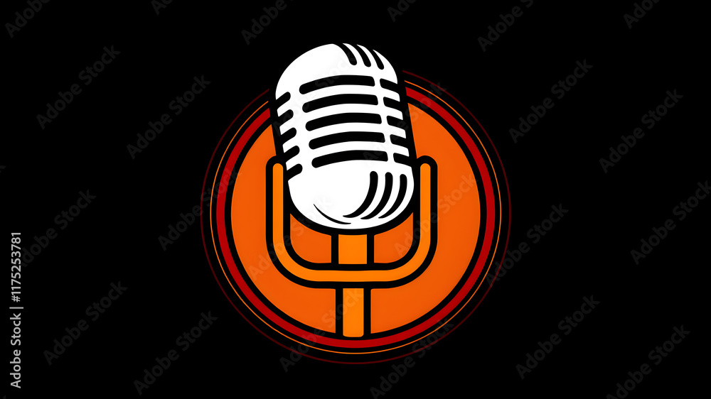 Music themed microphone logo icon emblem symbol, Generative AI Stock ...
