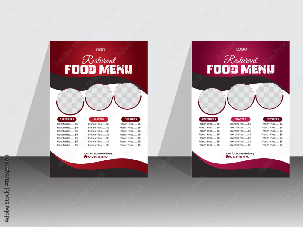 Vector de Stock Restaurant Menu Layout. Fast food vector menu template ...