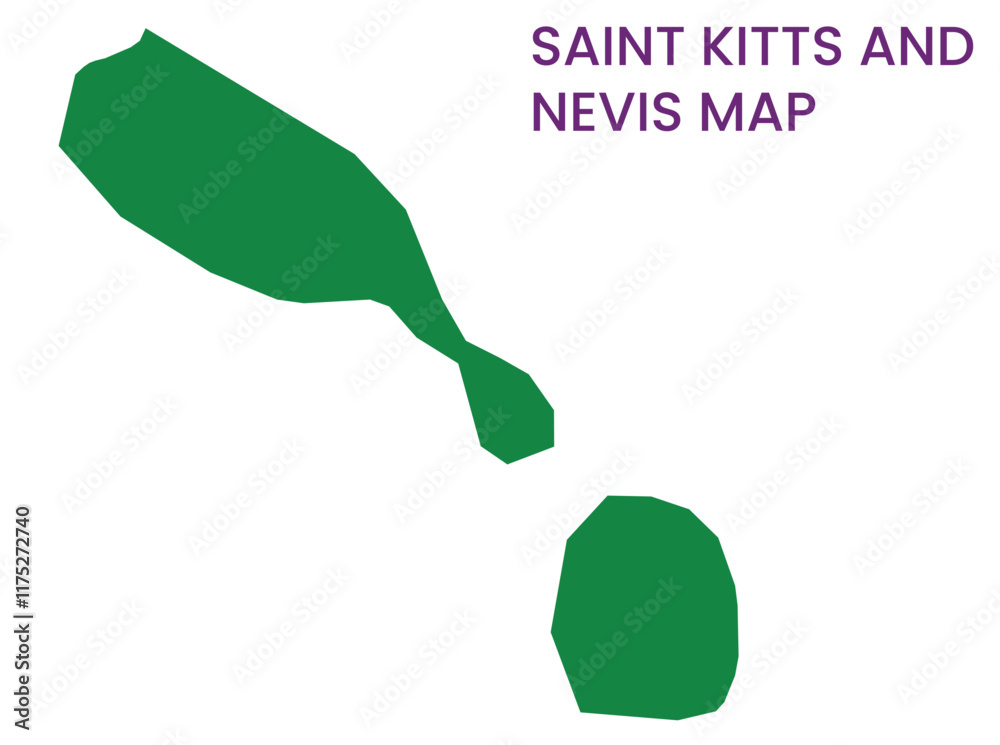 High detailed map of Saint Kitts and Nevis. Outline map of Saint Kitts ...