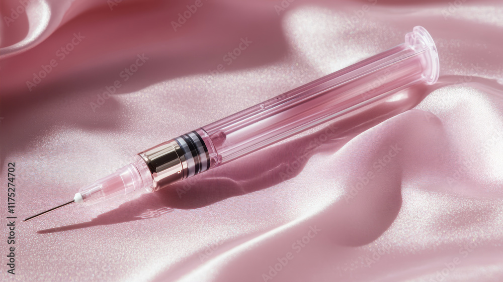 Ozempic Injection Pen Elegantly Resting on Soft Pink Satin, Ready for a ...