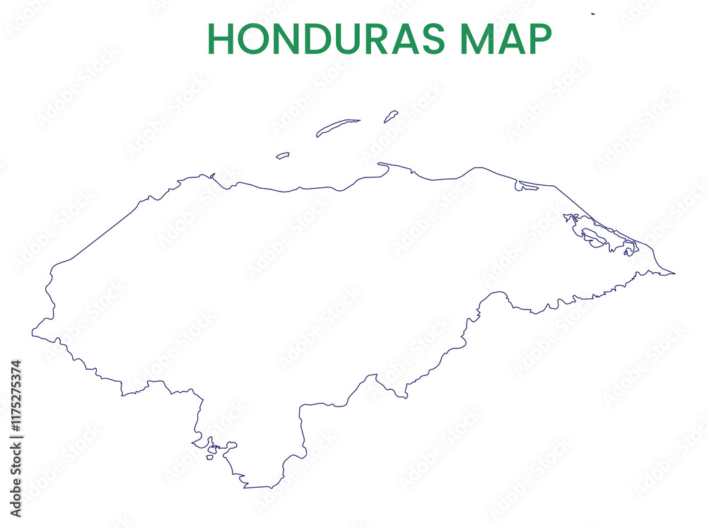 High detailed map of Honduras. Outline map of Honduras. North America ...