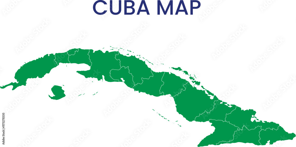 High detailed map of Cuba. Outline map of Cuba. North America Stock ...