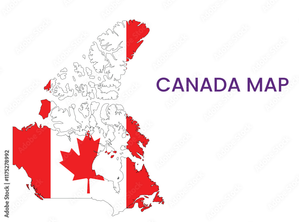 High detailed map of Canada. Outline map of Canada. North America Stock ...