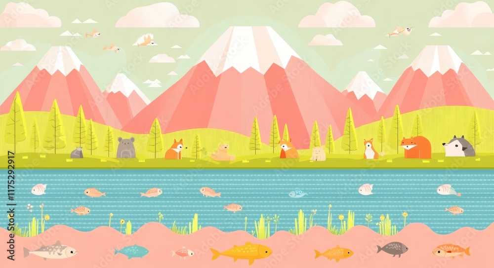 Ecosystem and biodiversity. Different forest habitats, carnivores, and ...