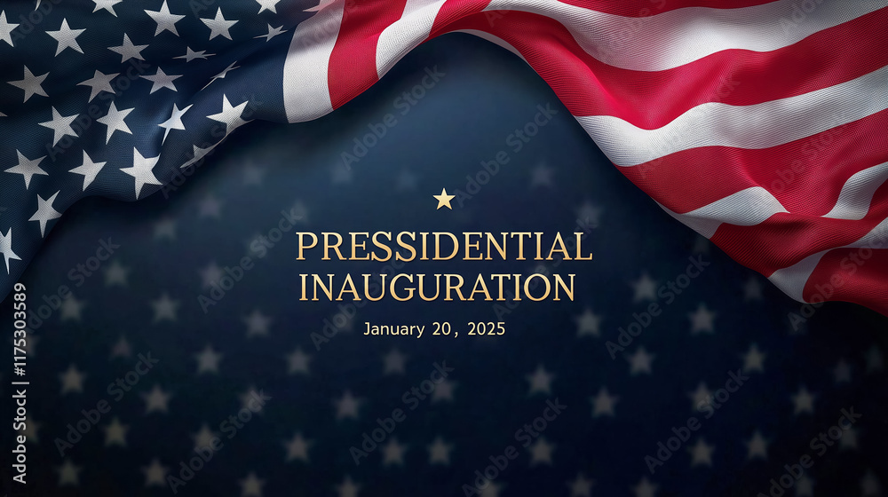 Fotografie USA flag banner with text "PRESIDENTIAL INAUGURATION January ...